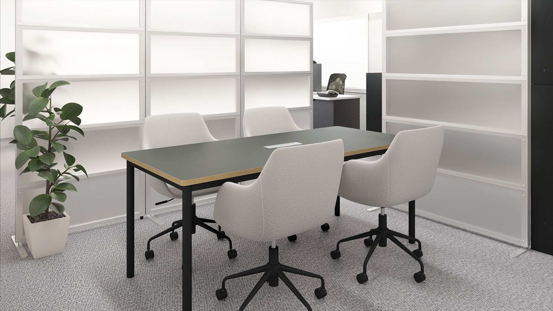 【約14坪・7人用】小規模で叶えるおしゃれで多機能なモノトーンオフィス - スタイルブック