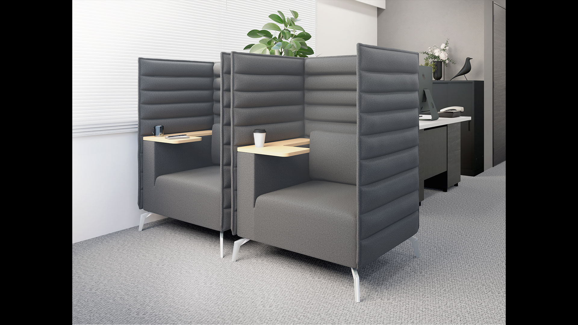 【約14坪・7人用】小規模で叶えるおしゃれで多機能なモノトーンオフィス - スタイルブック